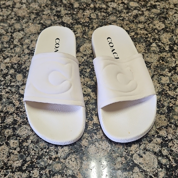 Coach | Shoes | Coach White Slide Sandals | Poshmark